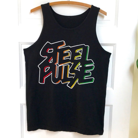 Vintage | Tops | Vtg Steel Pulse Sz L Tank Top Black Cotton Graphic ...